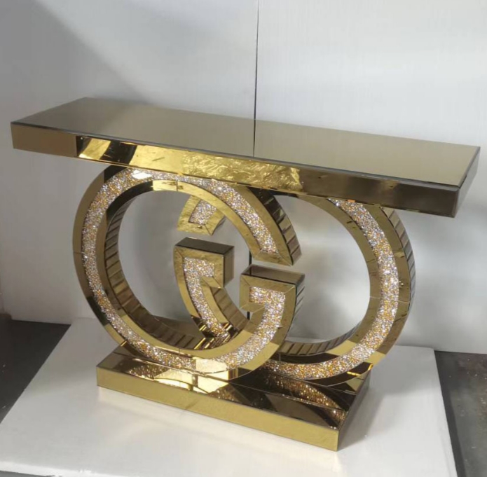 CONSOLE TABLE GLASS RHINESTONE GLASS – Glamz Deco