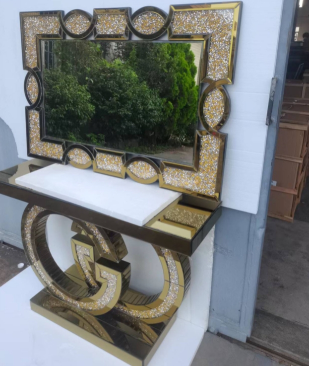 CONSOLE TABLE GLASS RHINESTONE GLASS – Glamz Deco